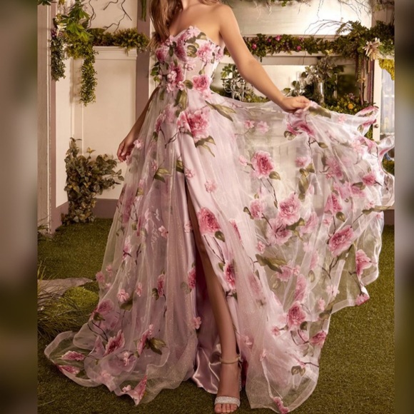 Andrea & Leo Couture | Dresses | Vintage Style Rose Floral Ruffle Prom ...